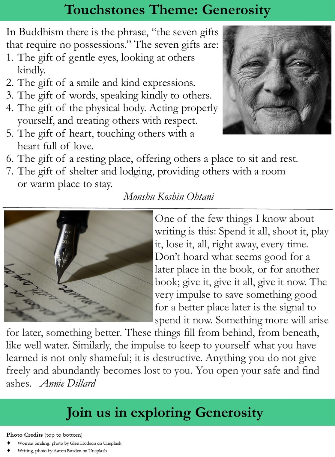 Our Touchstone Theme for April Is “Generosity” - Unitarian Universalist ...