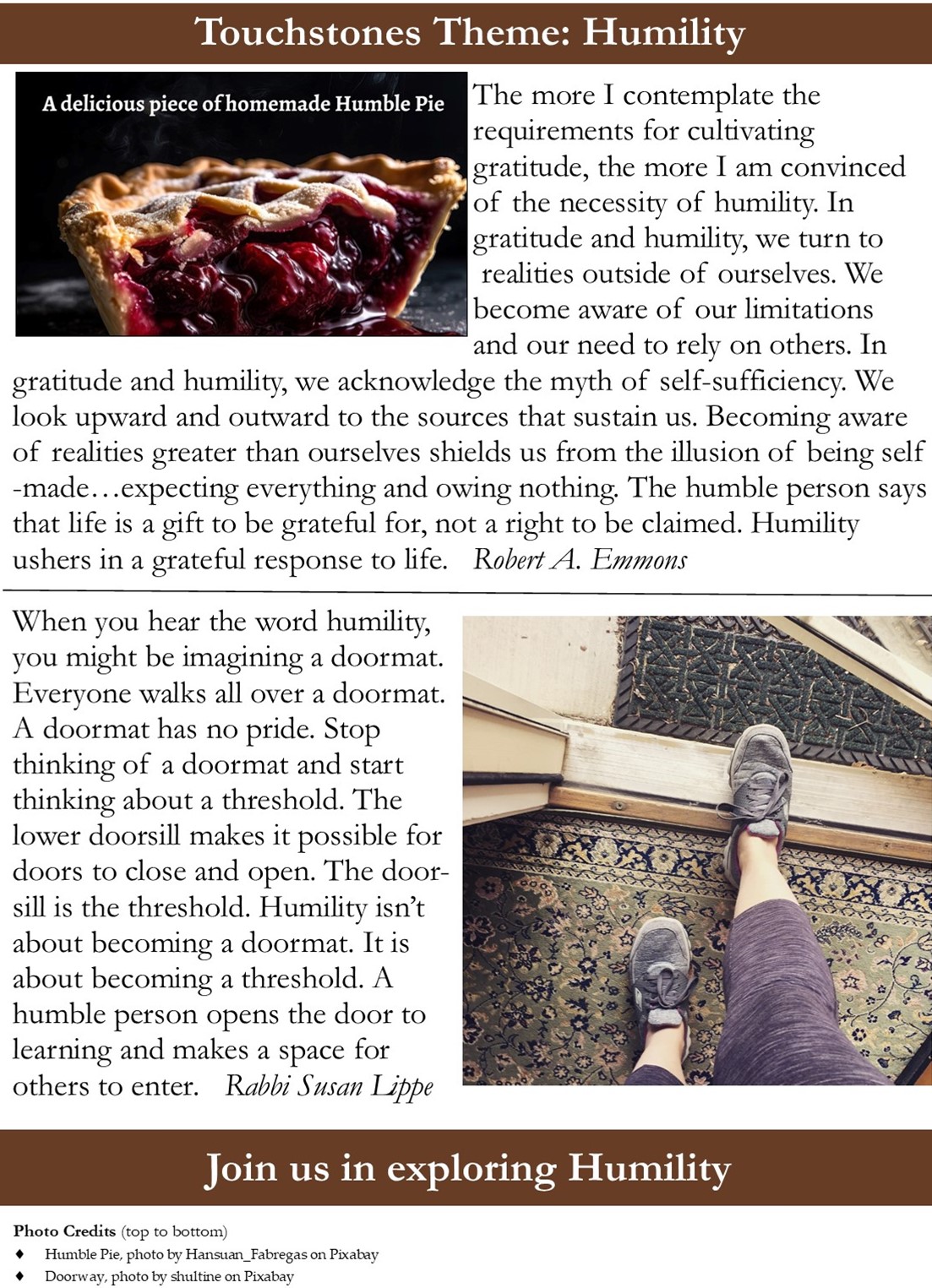Our Touchstone Theme for June is Humility - Unitarian Universalist ...