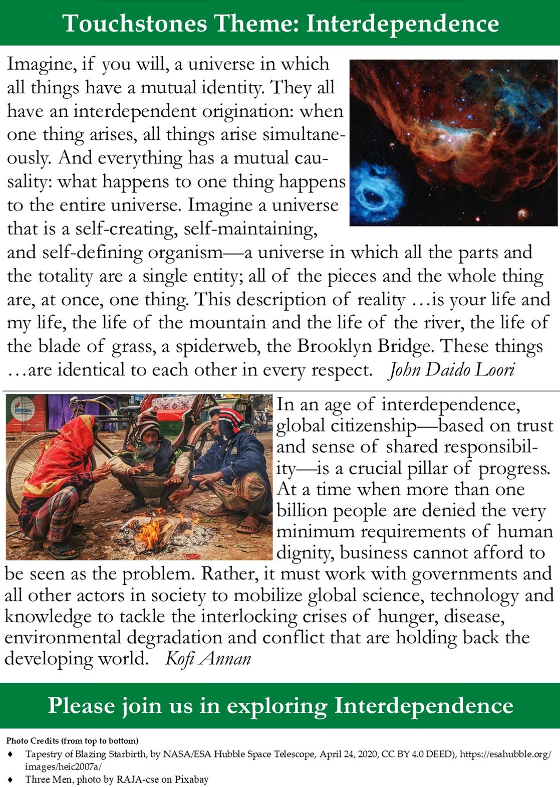 Our November Touchstones Theme: Interdependence - Unitarian ...