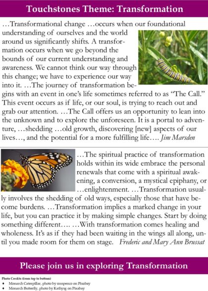 Our Touchstone Theme for March: Transformation - Unitarian Universalist ...